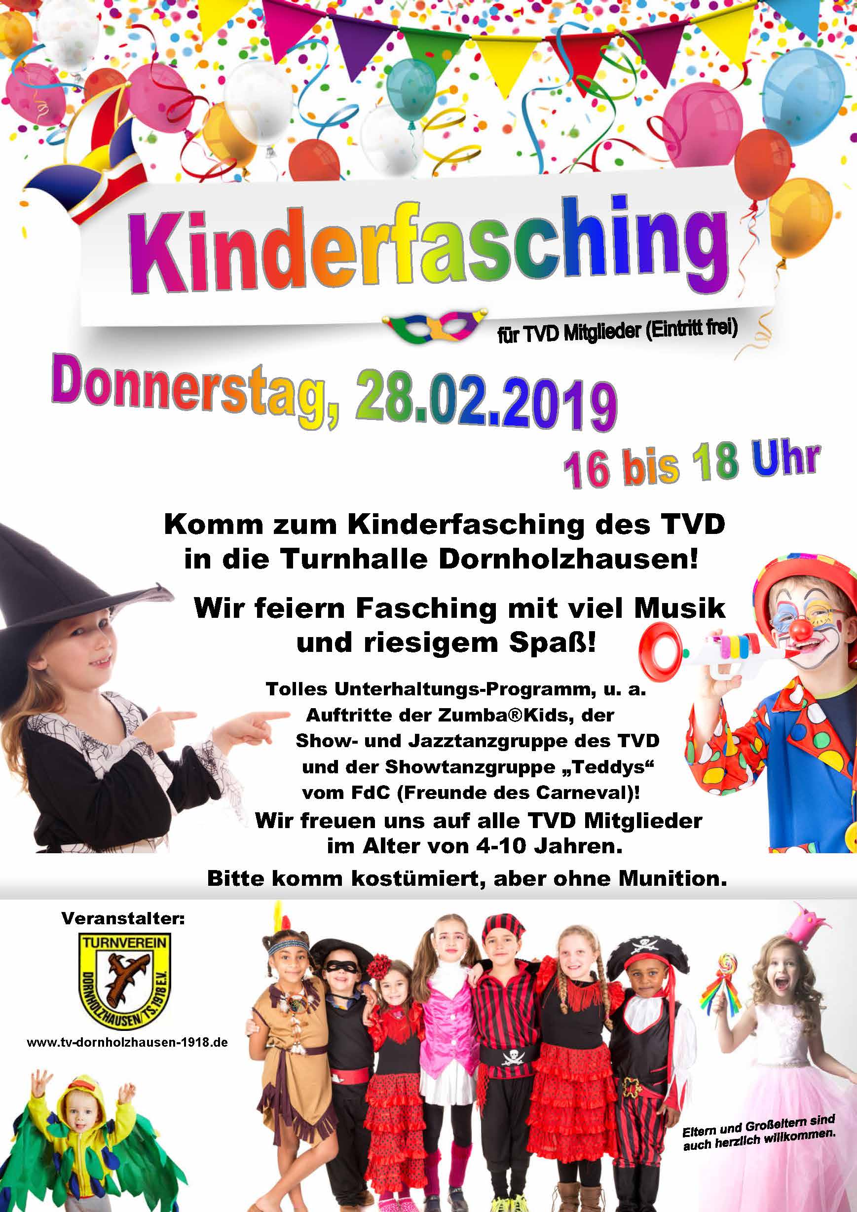 Kinderfasching am 28.02.2019 – Turnver­ein Dorn­holz­hau­sen
